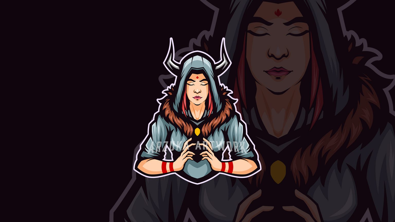 Horned Witch Mascot Logo - Streamer Overlays