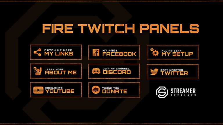 Fire Twitch Panels | Streamer Overlays Twitch Panels