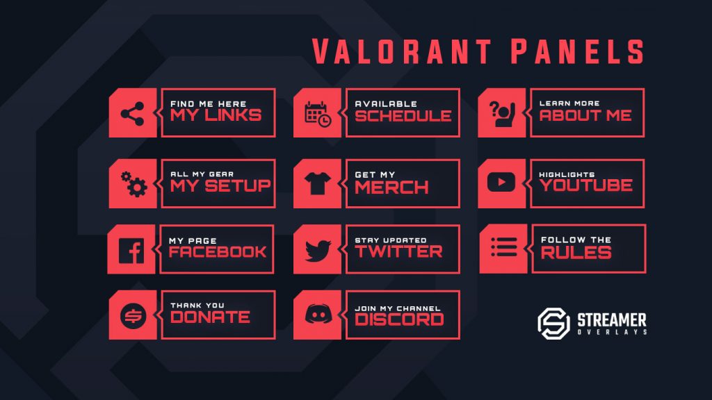 Valorant Twitch Panels | Streamer Overlays | Esports Marketplace